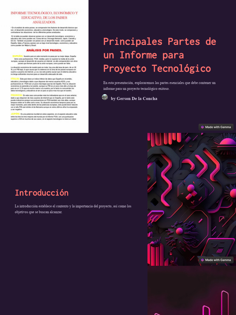 Principales Partes de Un Informe para Proyecto Tecnologico | PDF