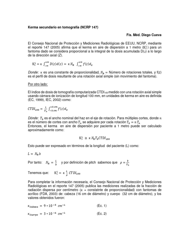 Kerma Secundario en Tomografía | PDF