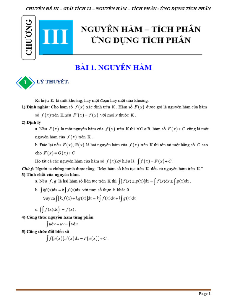 Tai Lieu Chuyen de Nguyen Ham Va Mot So Phuong Phap Tim Nguyen Ham | PDF