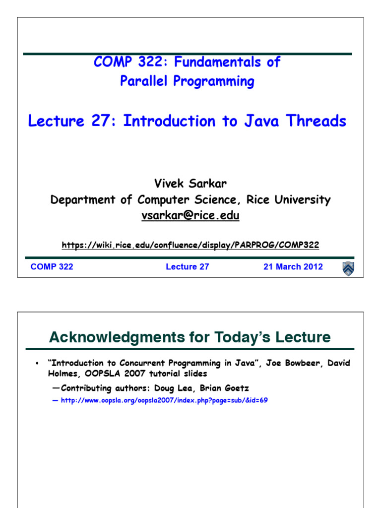 Comp322 s12 Lec27 Slides v1 | PDF | Method (Computer Programming) | Class (Computer Programming)