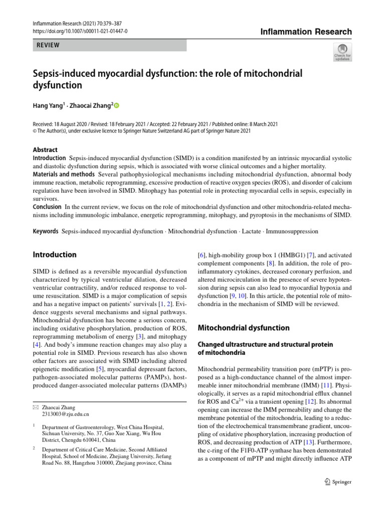 Hang Yang Sepsis Induced Myocardial Dysfunction The | PDF