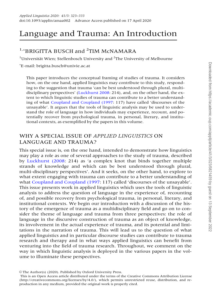 Language and Trauma | PDF