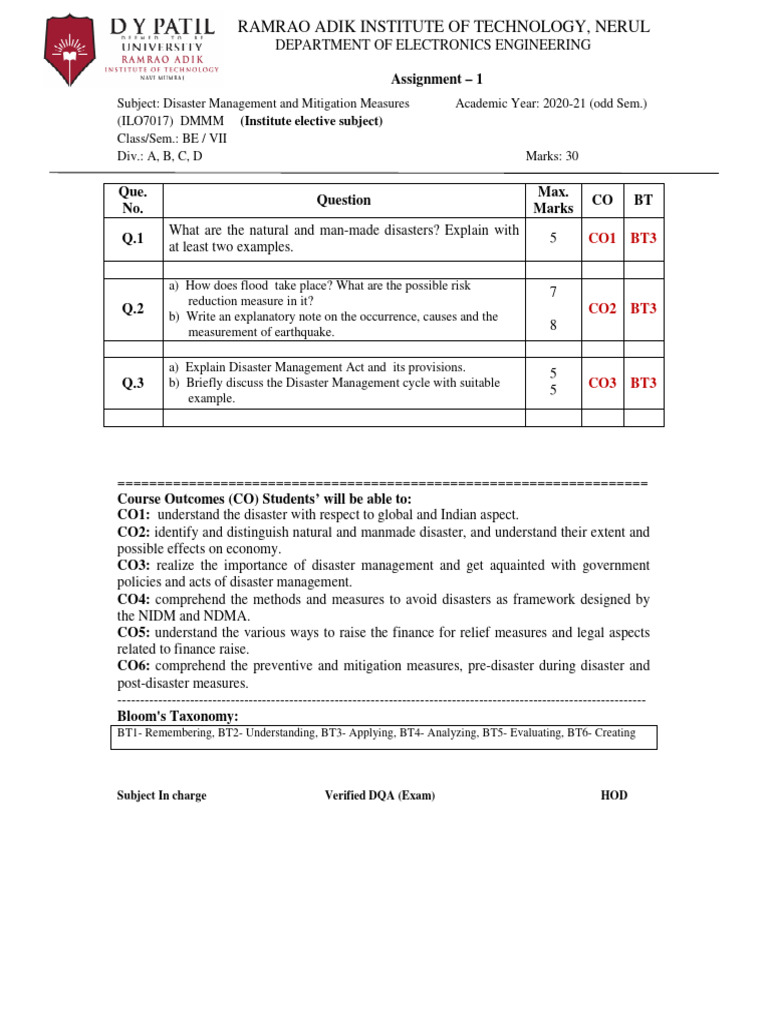 DMMM Assignment: Disaster Management Insights | PDF | Emergency ...