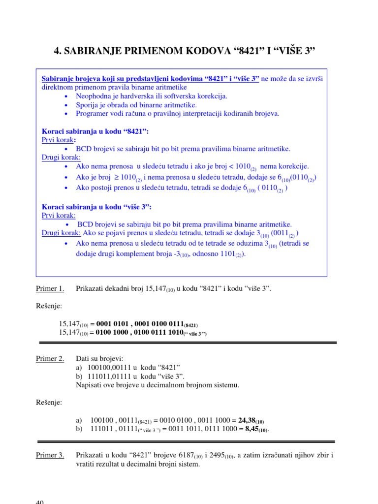 4 Poglavlje Sabiranje BCD | PDF