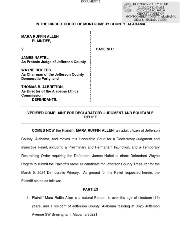 Allen Vs Albritton Complaint | PDF | Law