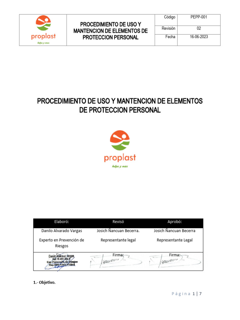 Uso y Mantenimiento de Epp | PDF