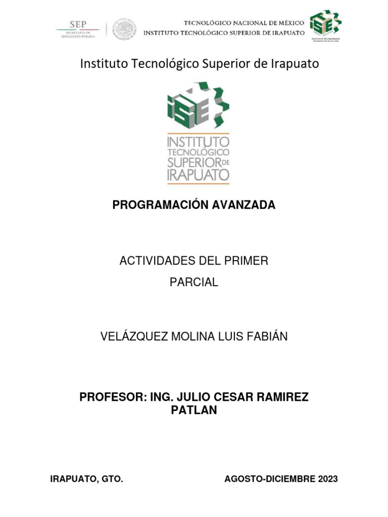 Programacion Avanzada Primer Parcial | PDF | Programación de ...