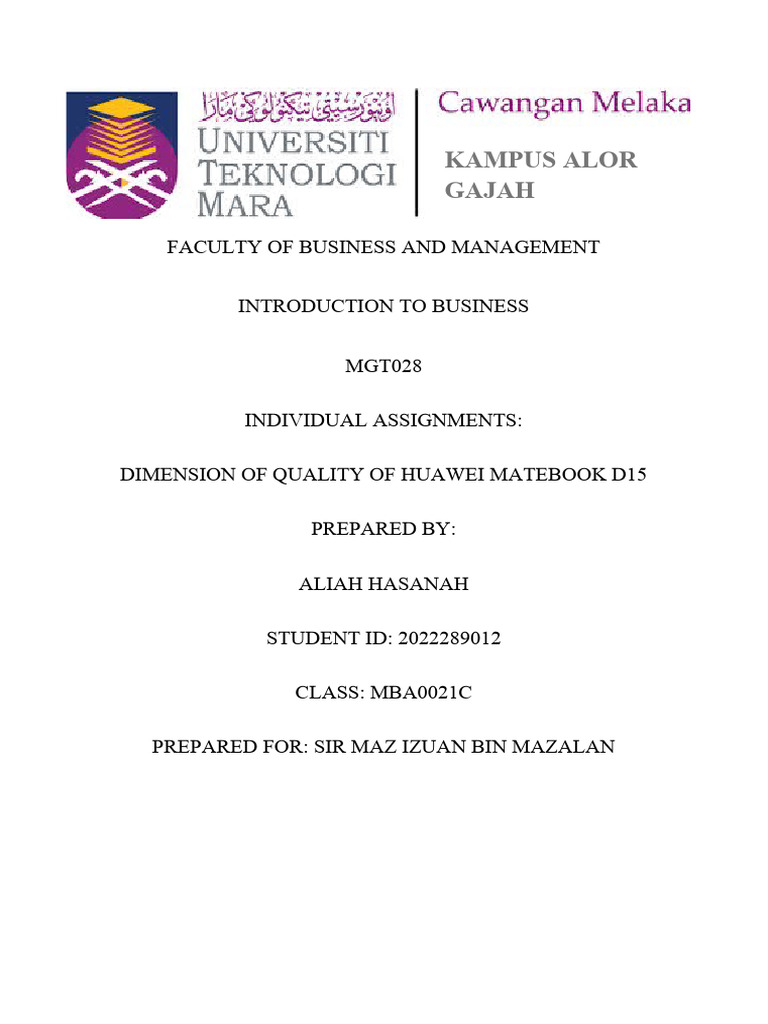 MGT028 - Individual Assignments About Huawei Laptop | PDF | Laptop ...