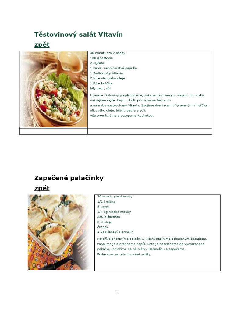 Hermelínové Recepty Ze Sedlčanského Pepy - 12 Stran | PDF