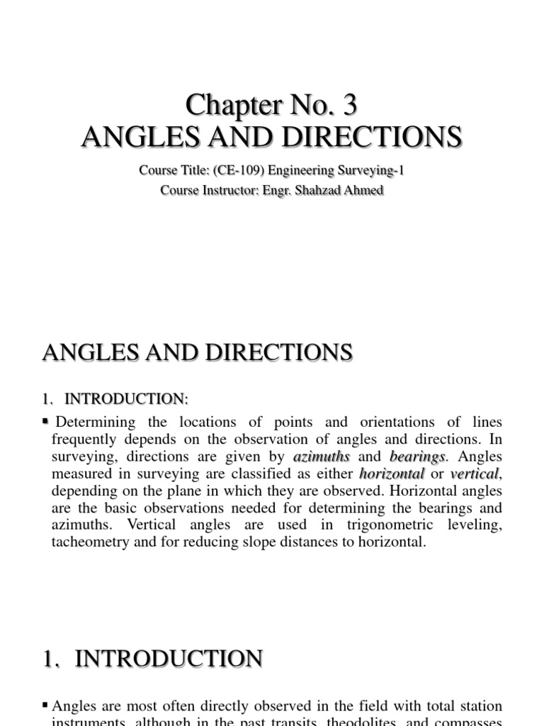 Chapter No. 04 - Angles and Directions | PDF
