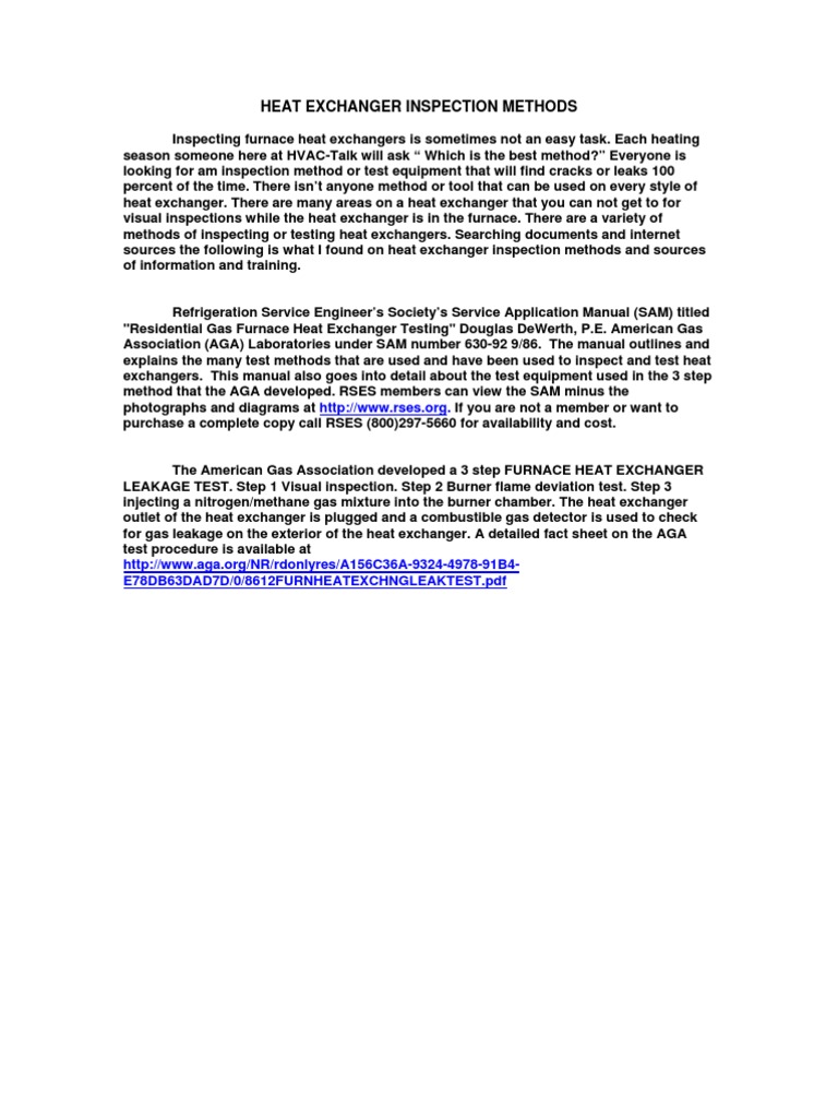 Heat Exchanger Inspection PDF | PDF | Furnace | Carbon Monoxide
