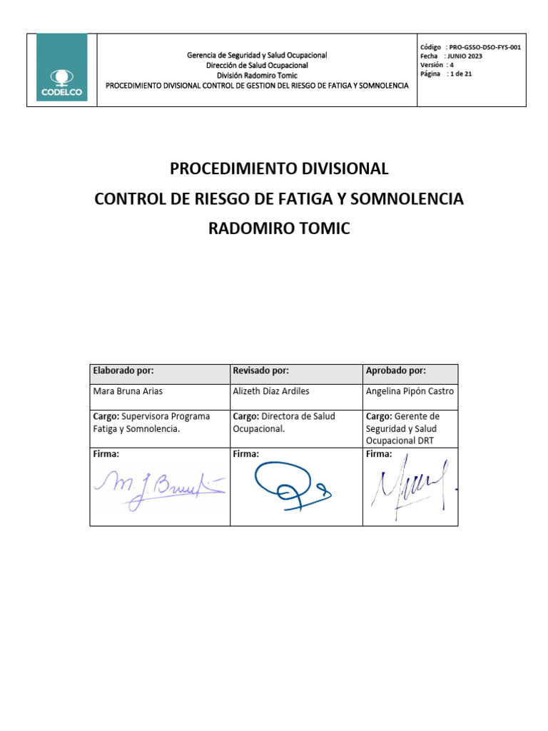 Pro-Gsso-Dso-Fys-001 Procedimiento Divisional Control de Riesgo de ...