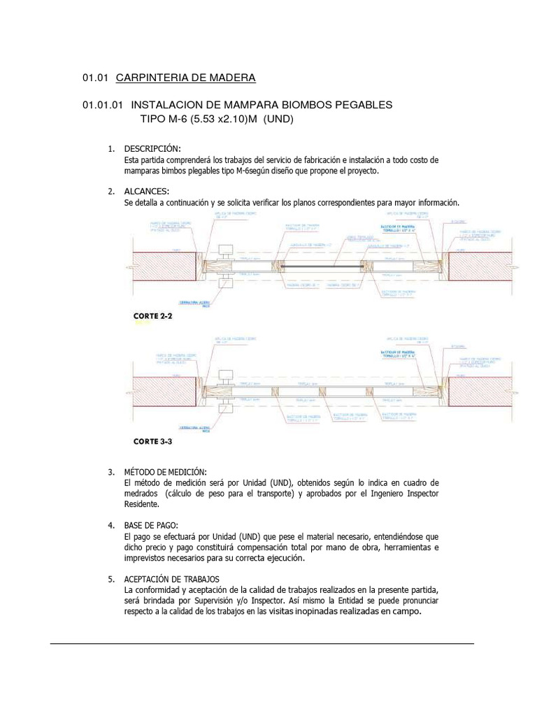 Especificacion Tecnica - Carpinteria de Madera | PDF