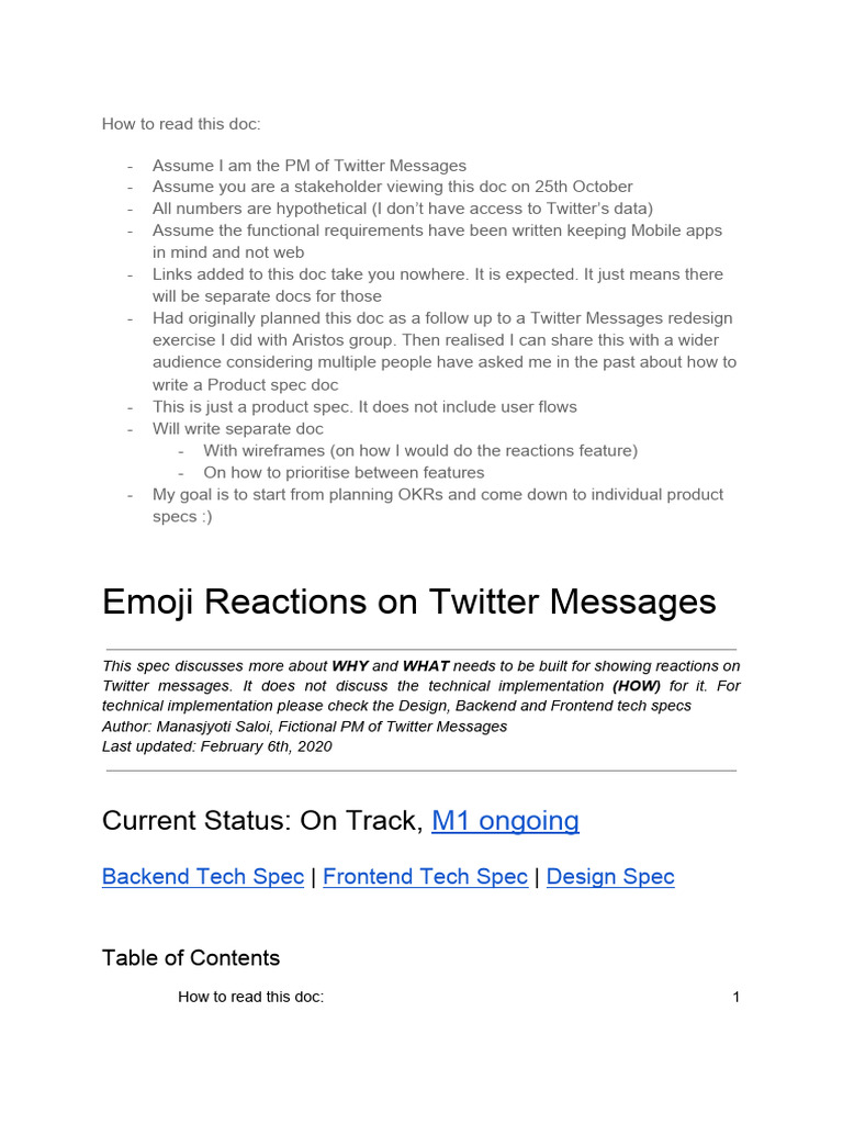 (Public) (Product Spec) Emoji Reactions On Twitter Messages | PDF ...