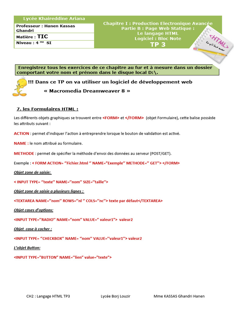 TP 3 HTML Correction | PDF | Html | Programmation web