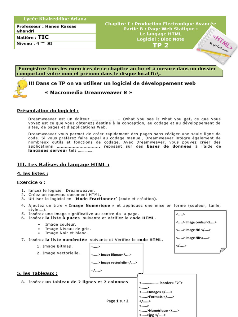 TP 2 HTML | PDF | Art | Ordinateurs