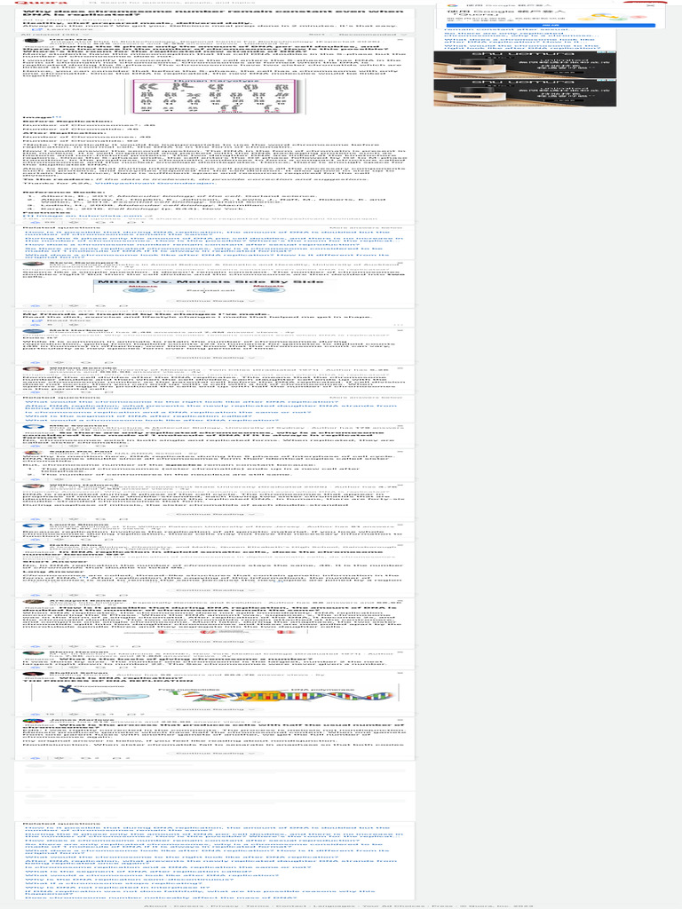 Why Does Chromosome Number Remain Constant Even When DNA Is Replicated - Quora | PDF ...