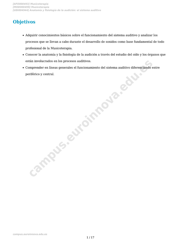 Anatomía y Fisiología de La Audición - El Sistema Auditivo | PDF ...