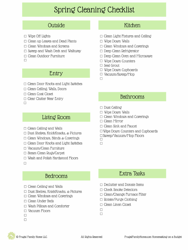 Spring Cleaning Checklist | PDF