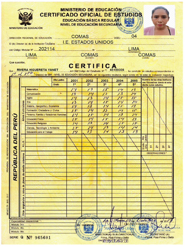 Certificado de Trabajo - Yanet Rivera | PDF