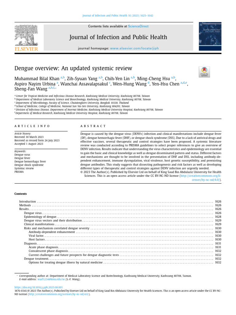 Dengue - Journal of Infection and Public Health 16 (2023) | PDF