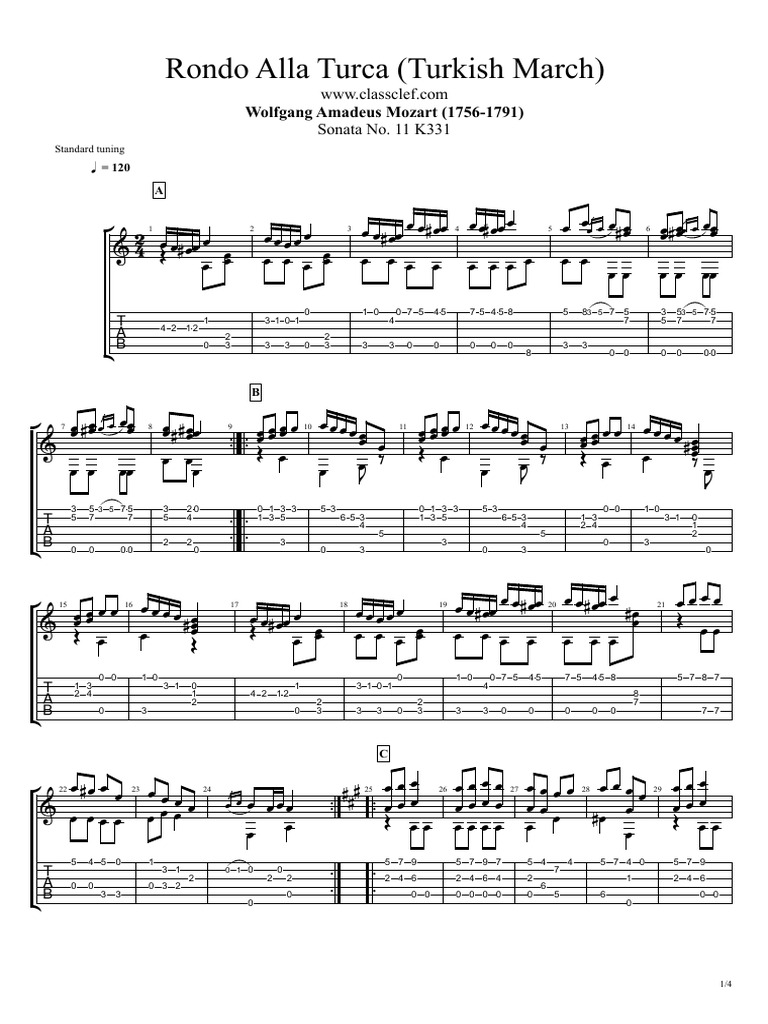Rondo Alla Turca by Wolfgang Amadeus Mozart | PDF