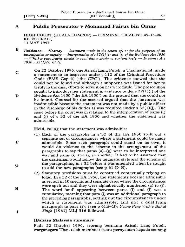 PUBLIC PROSECUTOR V MOHAMAD FAIRUS BIN OMAR | PDF