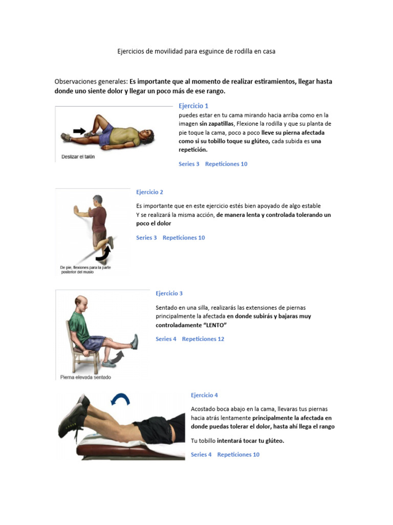 Ejercicios de movilidad para esguince de rodilla | PDF