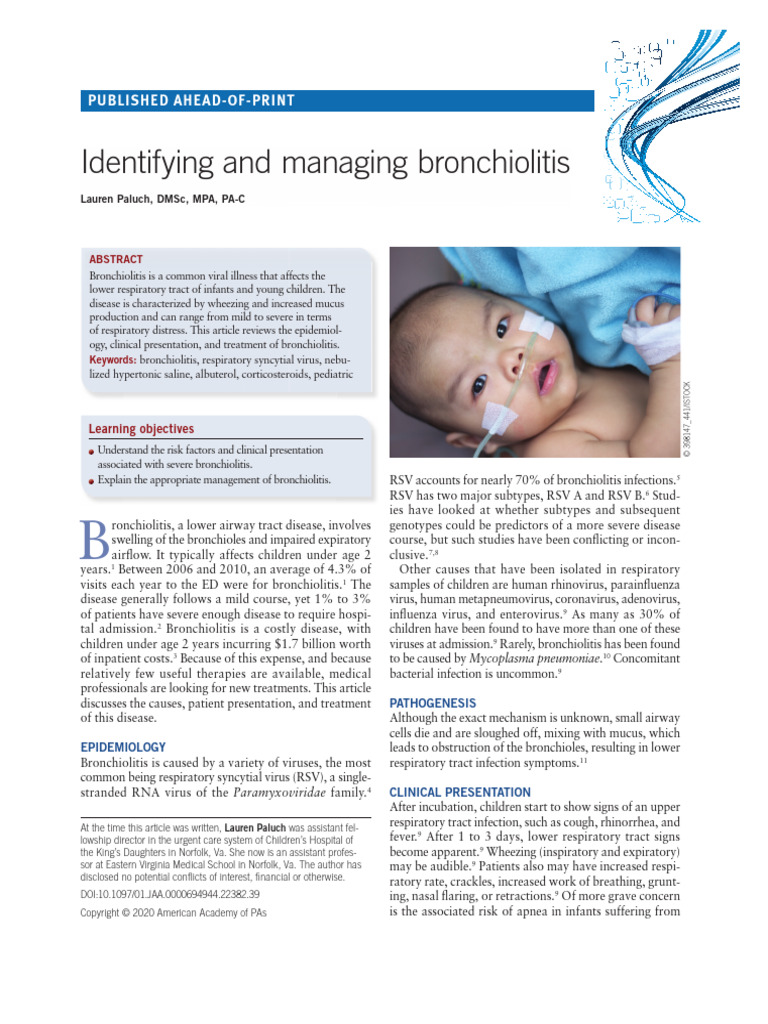Identifying and Managing Bronchiolitis | PDF | Self-Improvement | Wellness