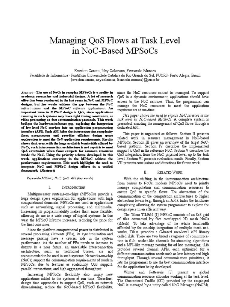 QoS Management in NoC-Based MPSoCs | PDF | Quality Of Service | Kernel ...