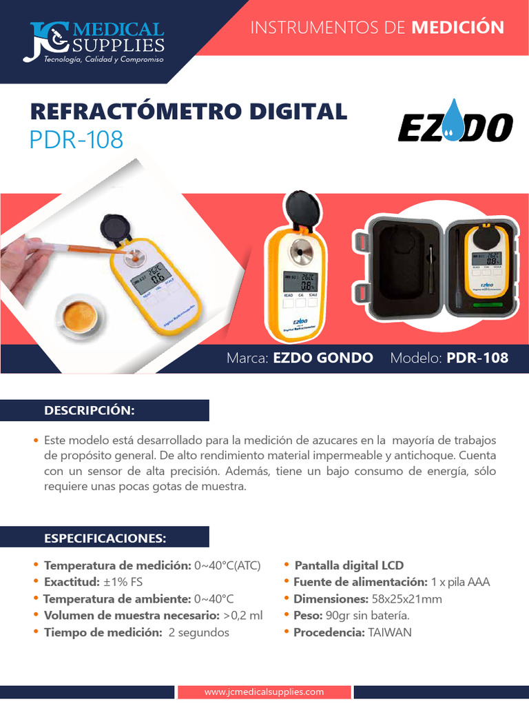 Refractómetro Digital - PDR-108 - Ezdogondo | PDF