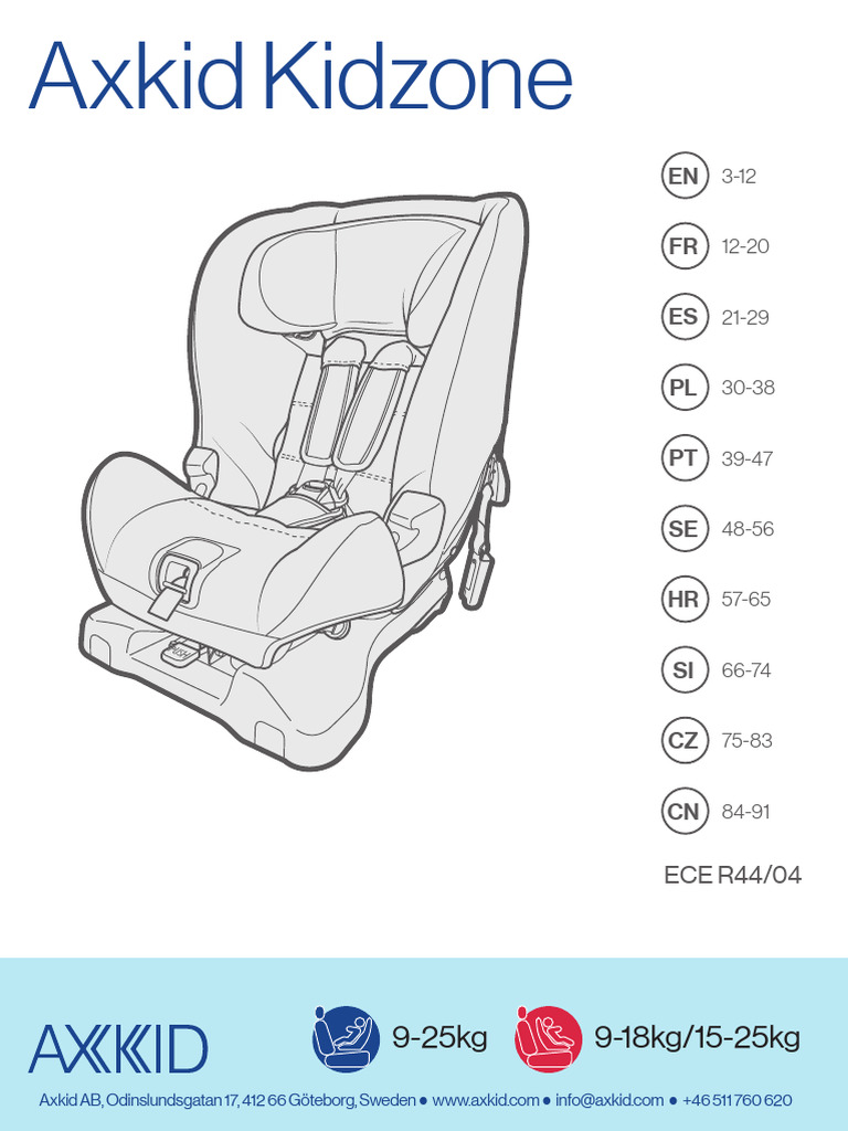 Axkid Kidzone Child Restraint Guide | PDF | Seat Belt | Vehicles