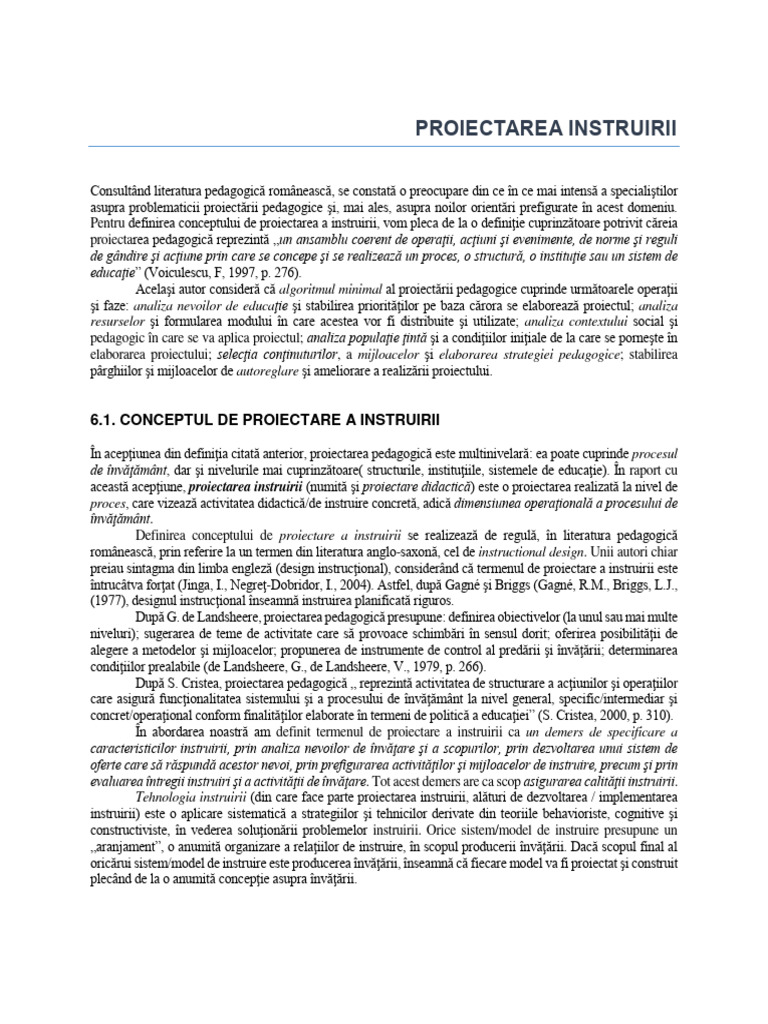 Proiectarea Instruirii | PDF