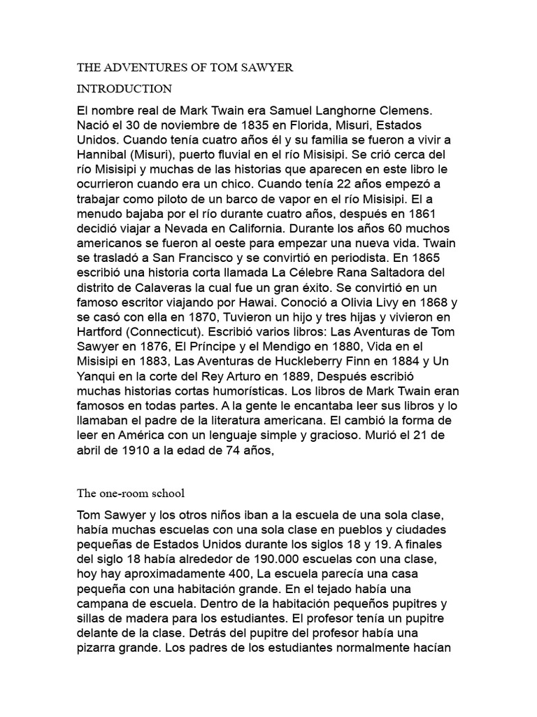 THE ADVENTURES OF TOM SAWYER | PDF