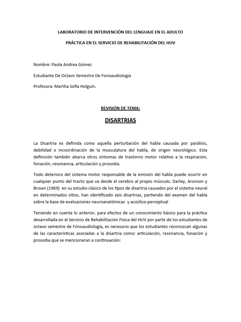 Disartria-Revisión Pao Gomez | PDF