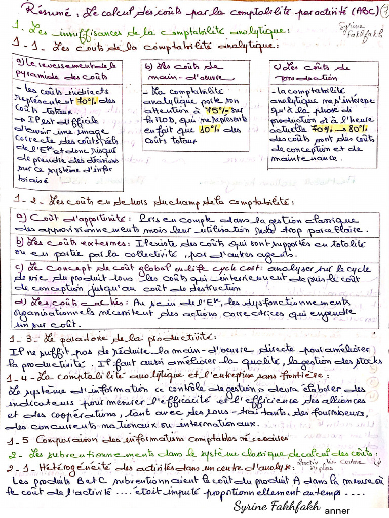 Résumé CHAP 7 Méthode ABC | PDF