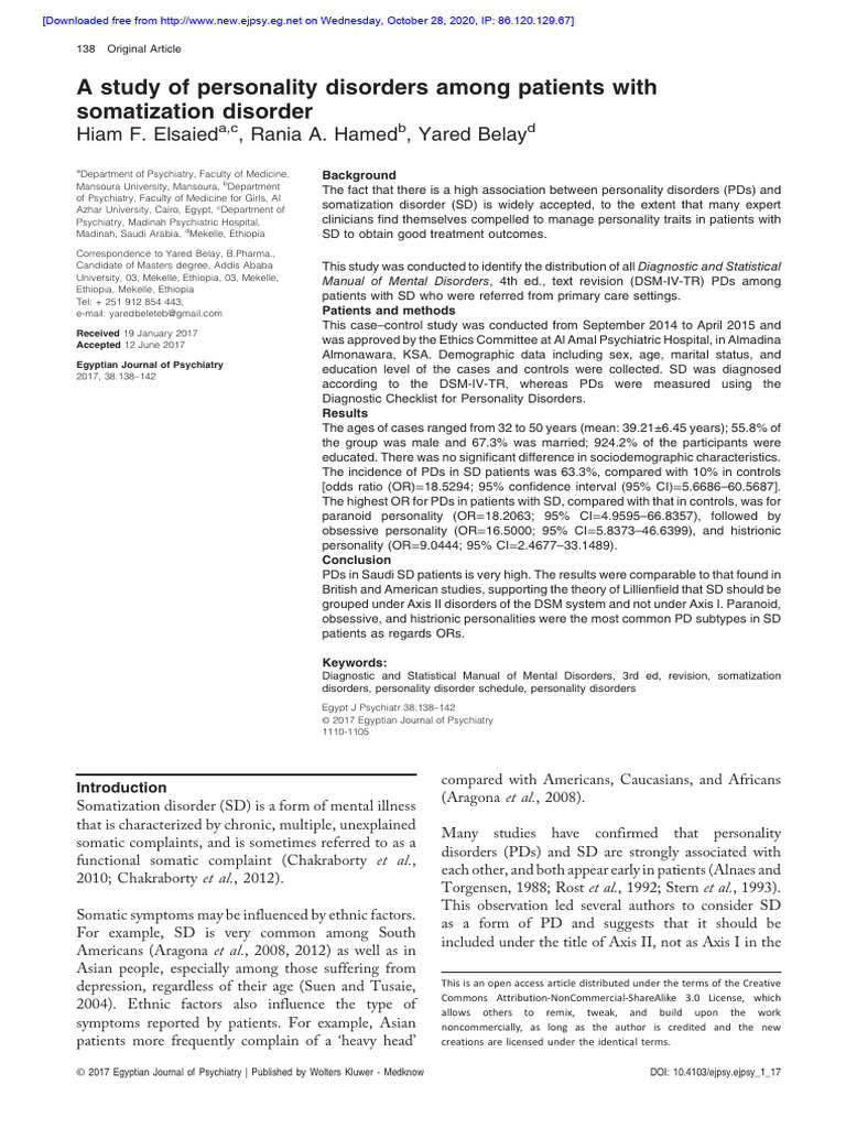 A Study of Personality Disorders | PDF