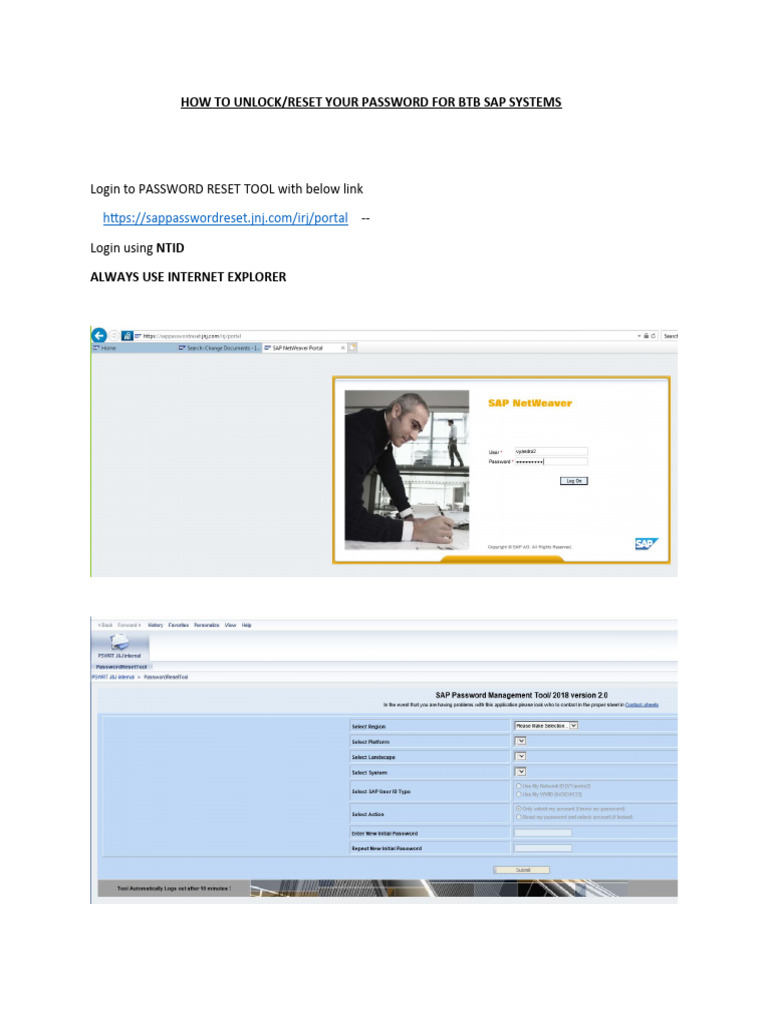HOW TO UNLOCK and RESET YOUR PASSWORD FOR BTB SAP SYSTEMS | PDF