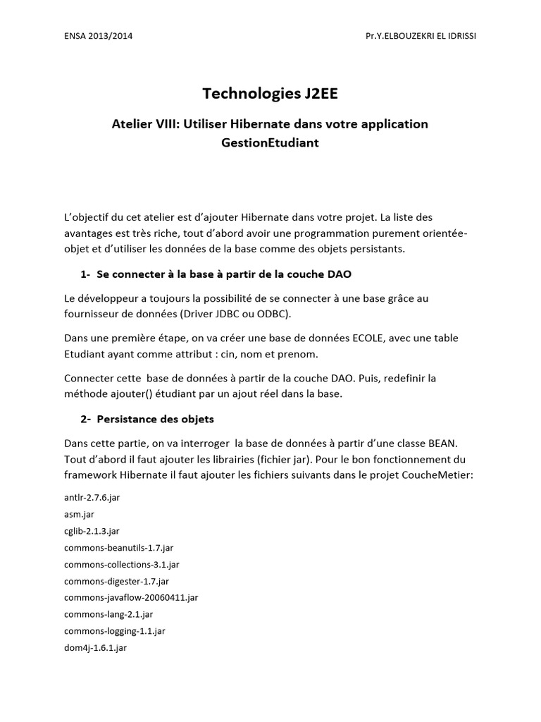 Atelier8 Hibernate | PDF | Données informatiques | Programmation ...