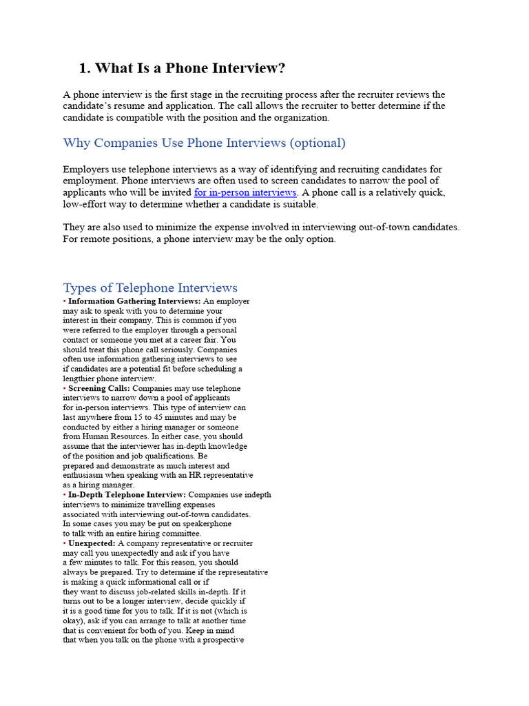 Telephone Interview | PDF