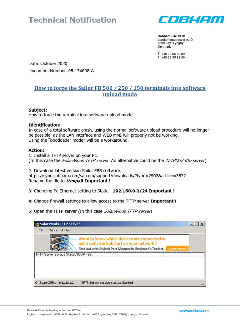 Force Upload Mode for Sailor FBB Terminals | PDF