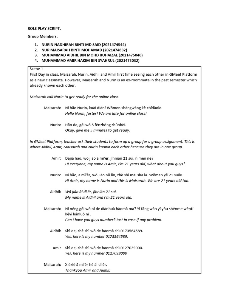 Role Play Script - Updated | PDF