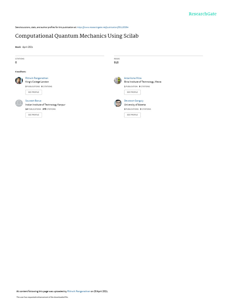 Computational Quantum Mechanics | Download Free PDF | Ordinary Differential Equation ...