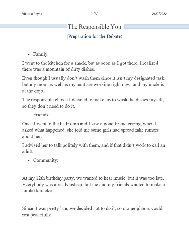 Responsible Choices in Daily Life | PDF