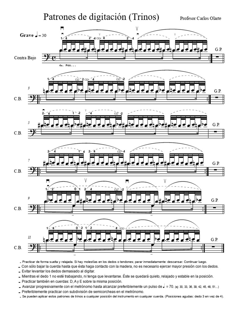 Patrones de Digitación (Trinos) | PDF | Notación musical | Composiciones Musicales