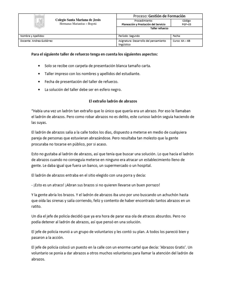 Taller de Refuerzo SÃ©ptimo A - B | PDF