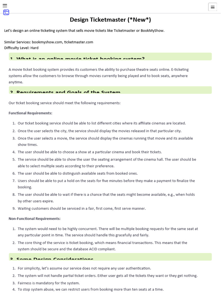 Design Ticketmaster Grokking The System Design Interview | PDF