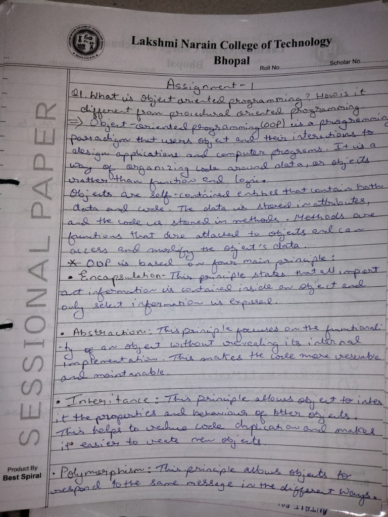 Oopandm All Assignment Pdf