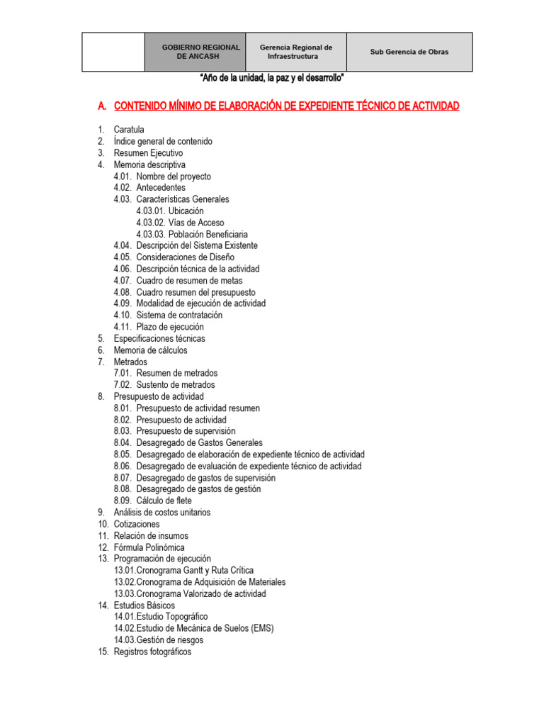 Contenido Min. para Exp. Tec. Act. | PDF | Presupuesto