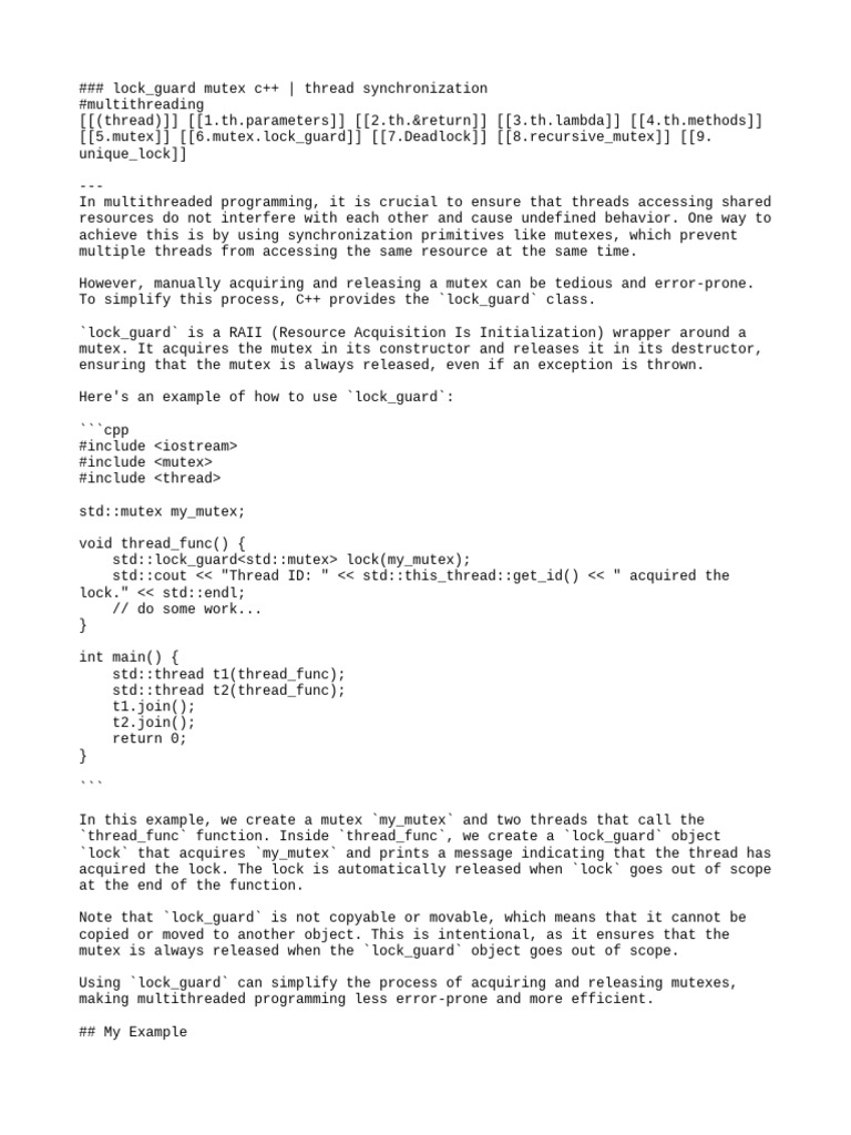 6.mutex - Lock Guard | Download Free PDF | Thread (Computing) | Object Oriented Programming